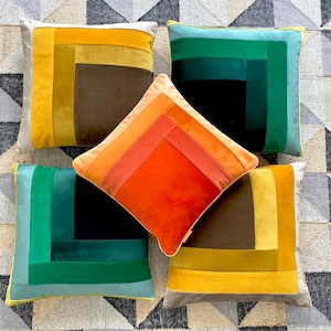 Mid Century Modern Josef Albers, Bauhaus Inspired Velvet Cushions Bold ...
