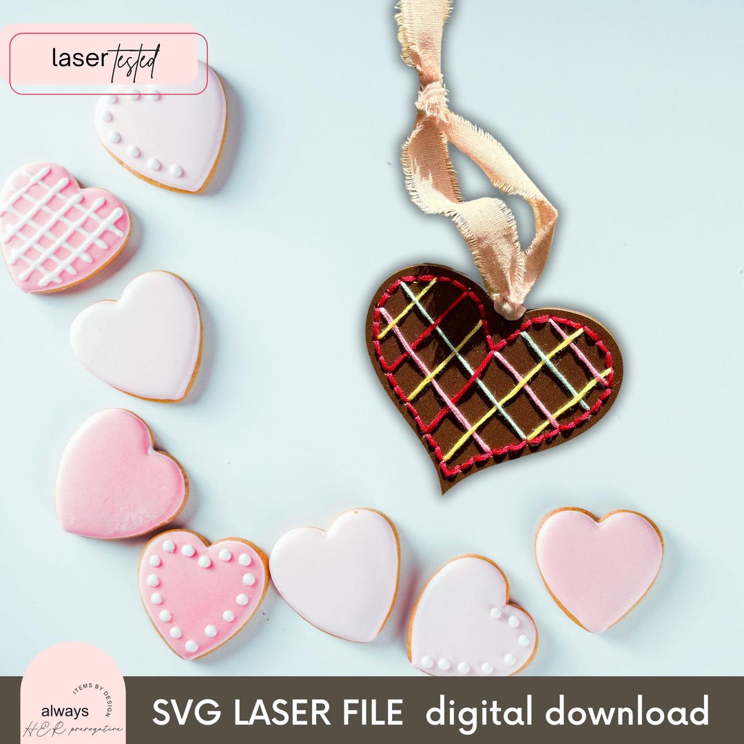Plaid Heart SVG | Embroidered Valentine Laser Cut File (digital File ...