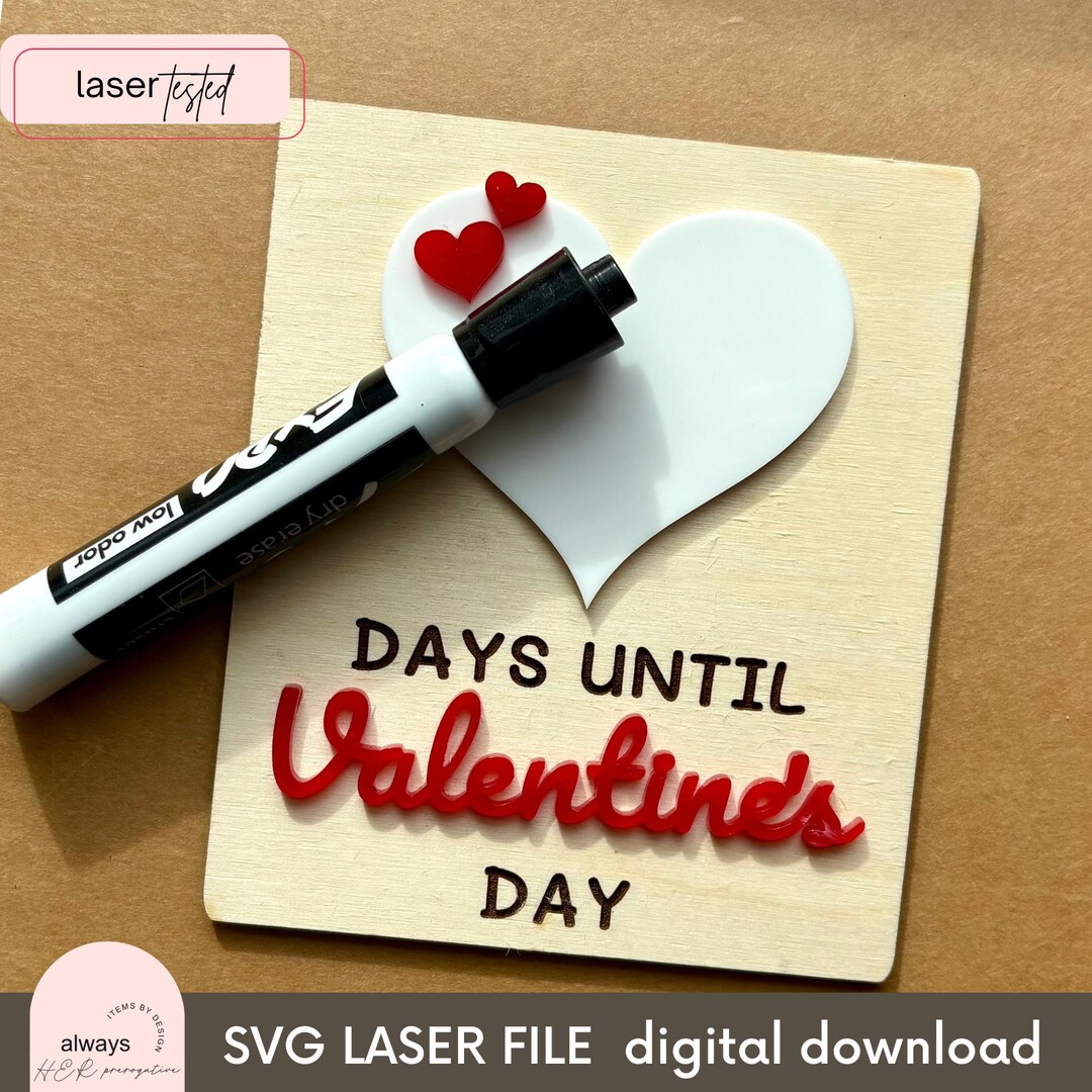 SVG (DIGITAL FILE) ___days Until Valentine's Day Sign/memo Board | Cut ...