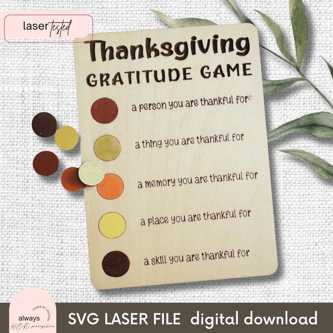 SVG (DIGITAL FILE) Gratitude Game | Cut File for Laser Cutting - Etsy