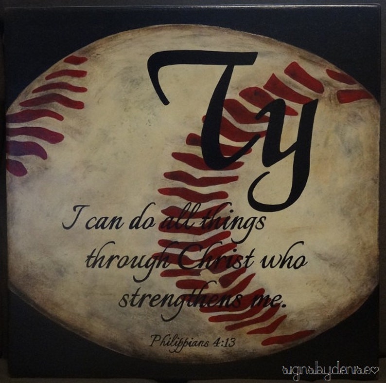 Personalized Sport Baseball Sign With Name & Scripture phil. 4:13 14 X ...