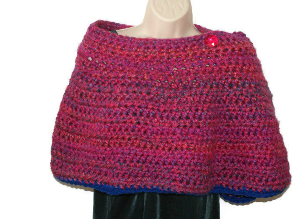 Womens Shawl, Shawl Wrap, Hot Pink Shawl, Crochet Wrap, Button Shawl ...