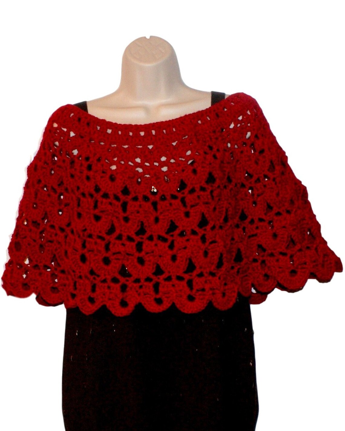 Crochet Poncho, Womens Shawl, Womens Poncho, Red Poncho, Red Shawl ...