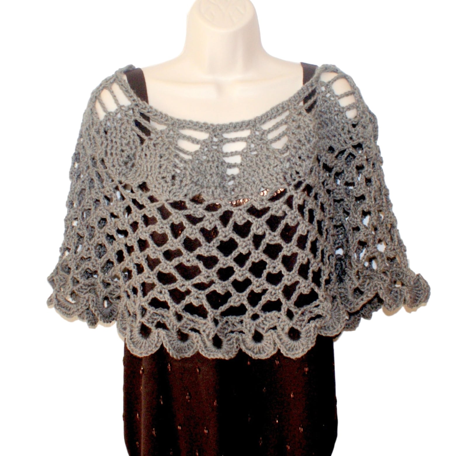 Elegant Capelet, Grey Capelet, Woman Poncho, Gray Poncho, Trendy Shawl ...