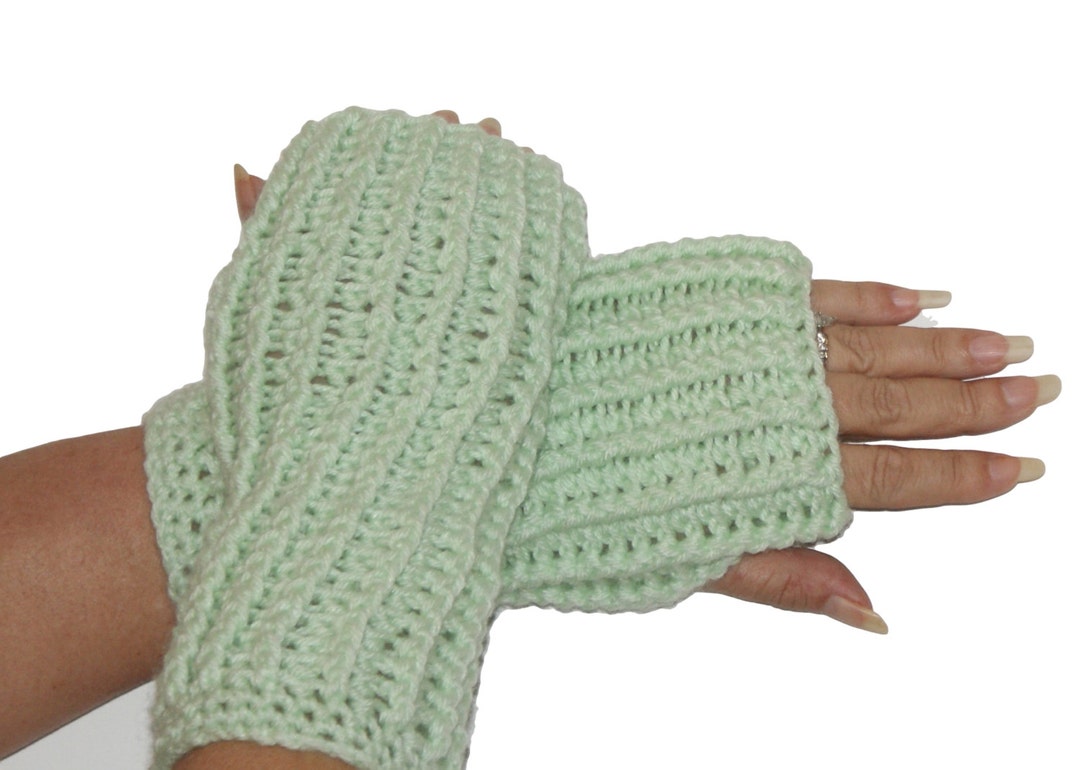 Mint Mittens, Mint Gloves, Fingerless Mittens, Fingerless Gloves, Hand ...