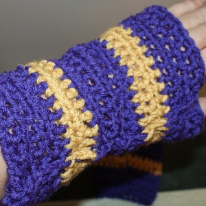 Crochet Mittens, Mens Hand Warmers, Purple Winter Mittens, Fingerless ...