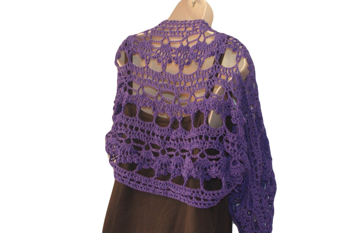 Purple Shrug, XL Bolero, Full Figure Shrug, Plus Size Shrug, Cotton ...