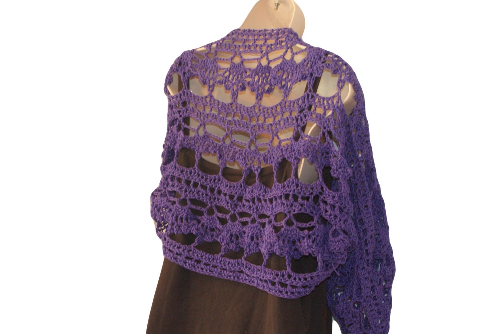 Purple Shrug, XL Bolero, Full Figure Shrug, Plus Size Shrug, Cotton ...