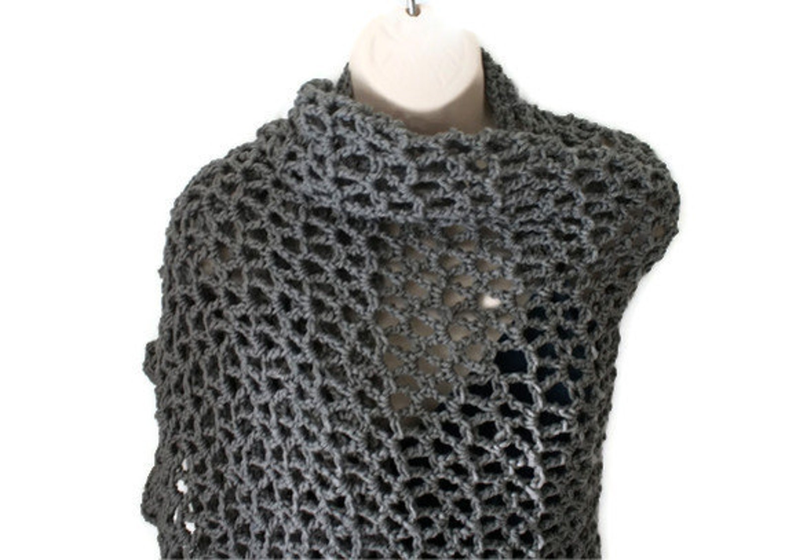 Womens Gray Shawl, Autumn Fashion Wrap, Gray Shawl, Grey Cloak, Womens ...