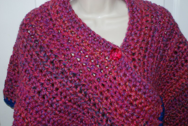 Womens Shawl, Shawl Wrap, Hot Pink Shawl, Crochet Wrap, Button Shawl ...