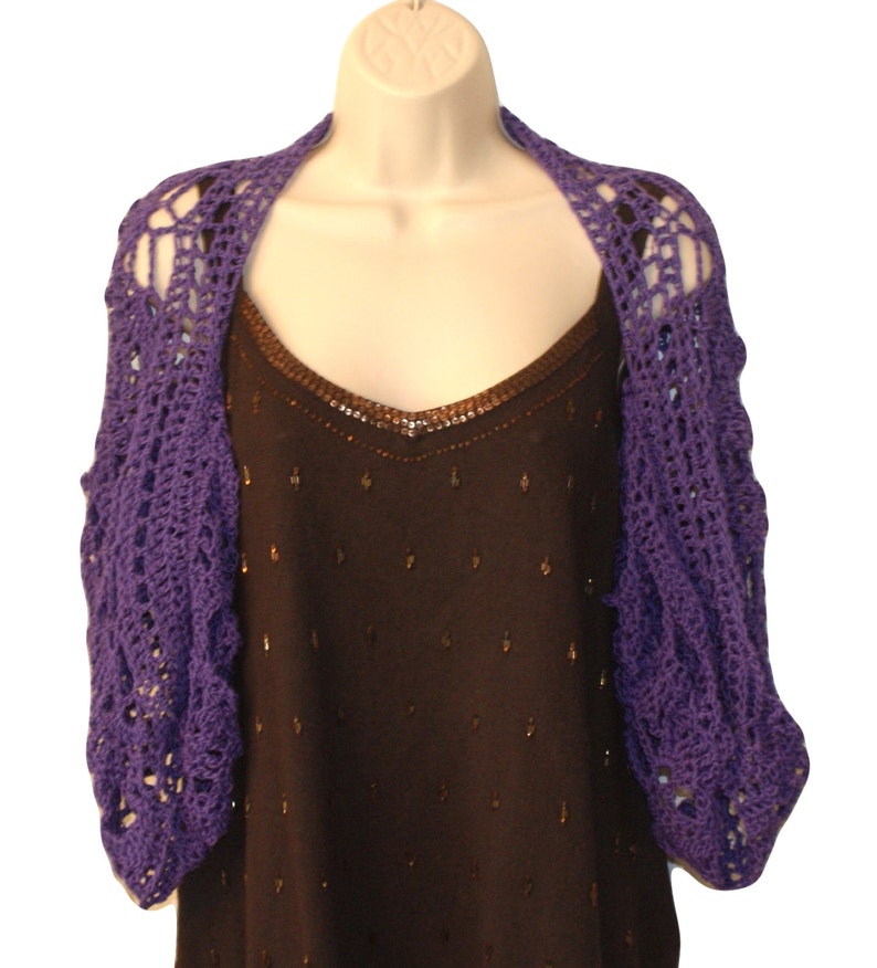 Purple Shrug, XL Bolero, Full Figure Shrug, Plus Size Shrug, Cotton ...