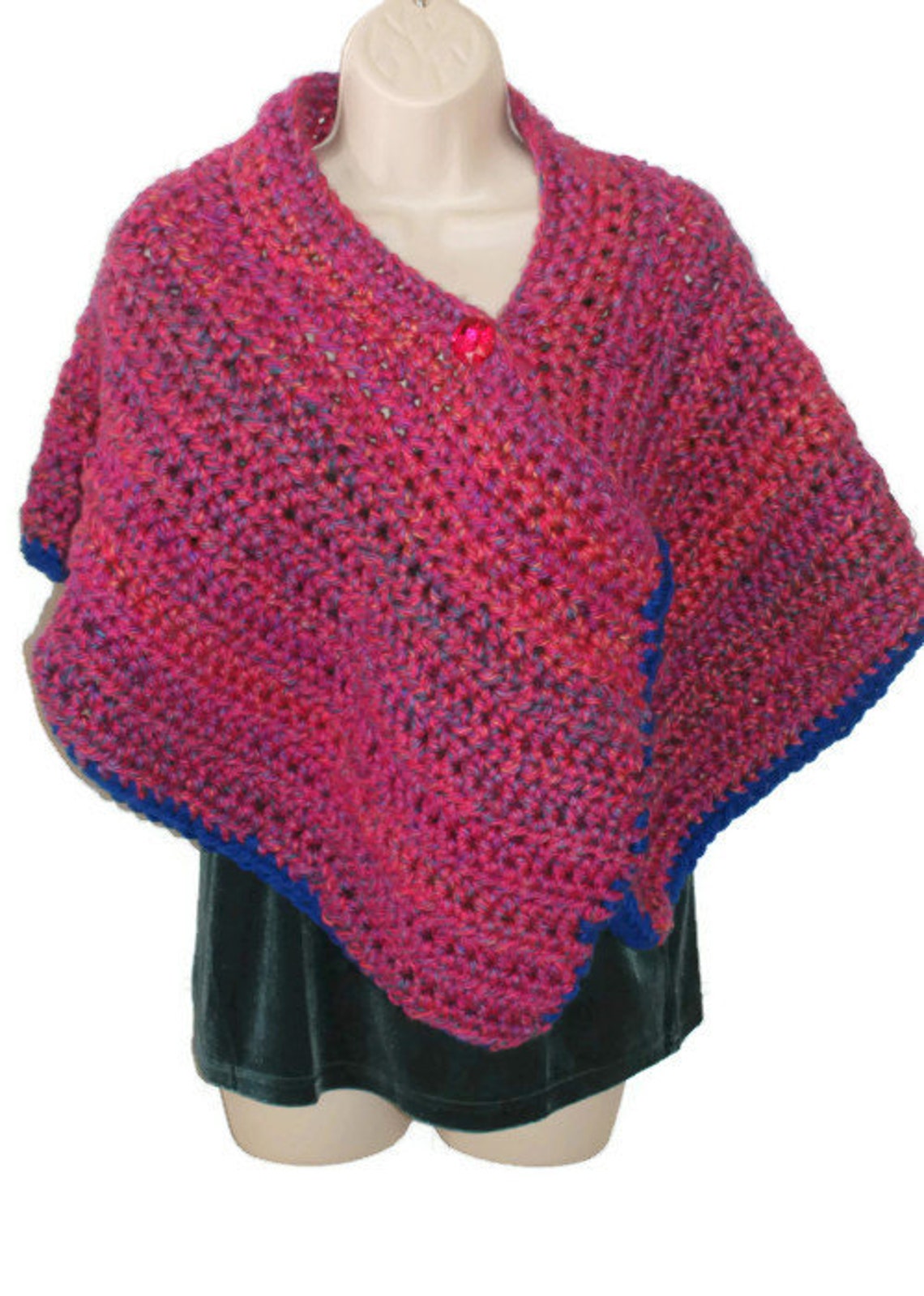 Womens Shawl, Shawl Wrap, Hot Pink Shawl, Crochet Wrap, Button Shawl ...
