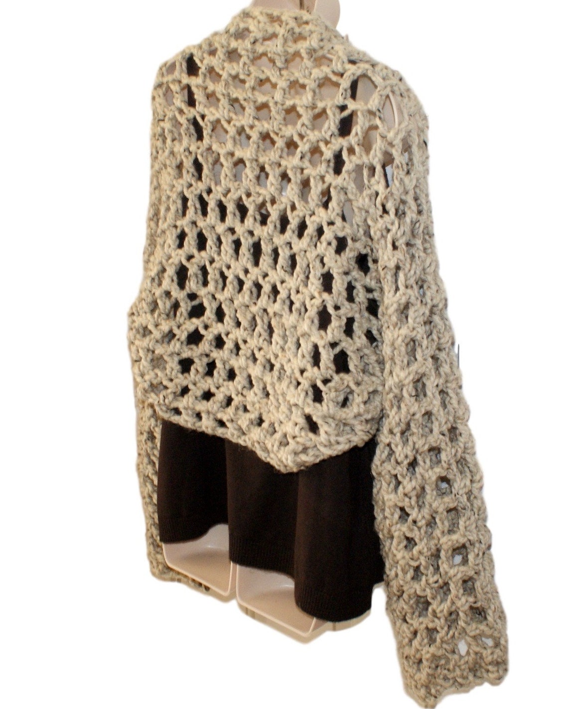 Oatmeal Shrug, Long Sleeve Shrug, Chunky Shrug, Wool Shrug, Oatmeal ...