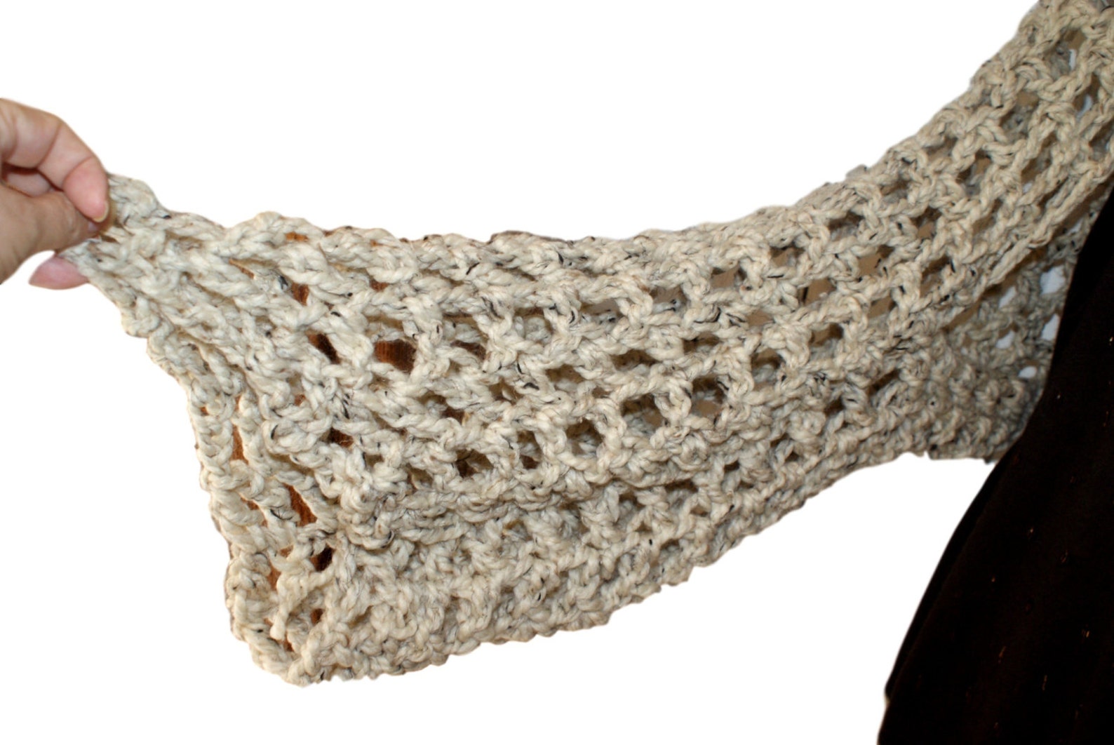 Oatmeal Shrug, Long Sleeve Shrug, Chunky Shrug, Wool Shrug, Oatmeal ...