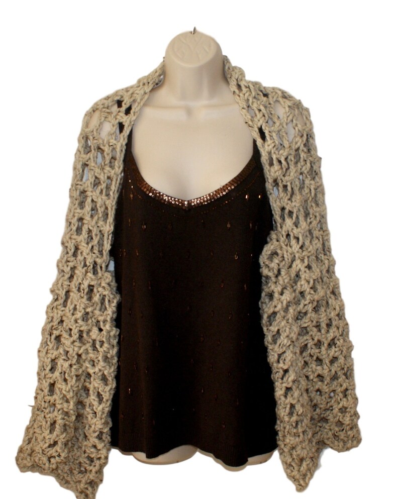 Oatmeal Shrug, Long Sleeve Shrug, Chunky Shrug, Wool Shrug, Oatmeal ...