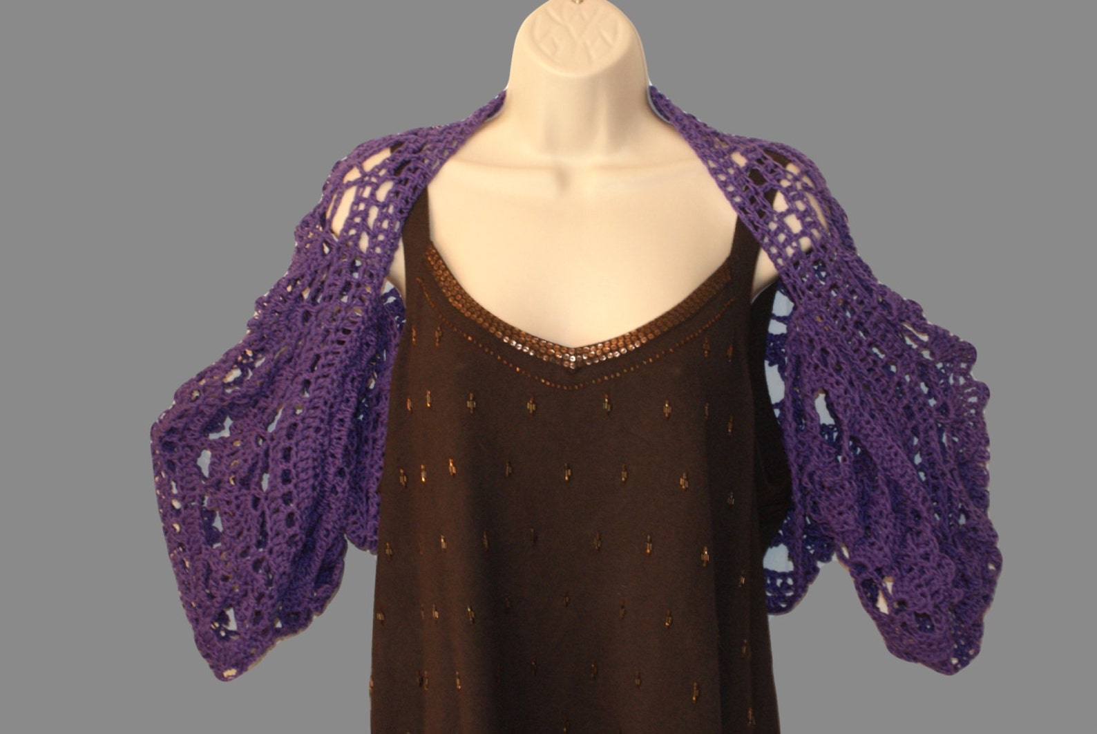 Purple Shrug, XL Bolero, Full Figure Shrug, Plus Size Shrug, Cotton ...