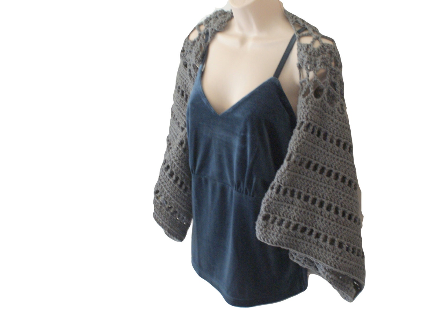Crochet Bolero, Evening Shrug, Womens Bolero, Lacy Shrug, Gray Bolero ...
