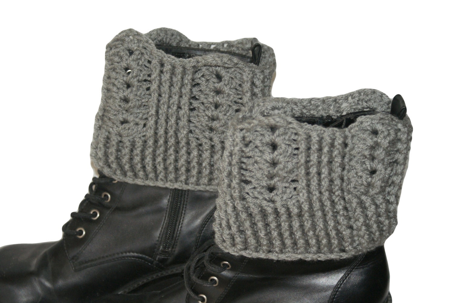 Crochet Boot Cuffs, Greybeard Acrylic Boot Toppers, Ribbed Leg Warmers ...
