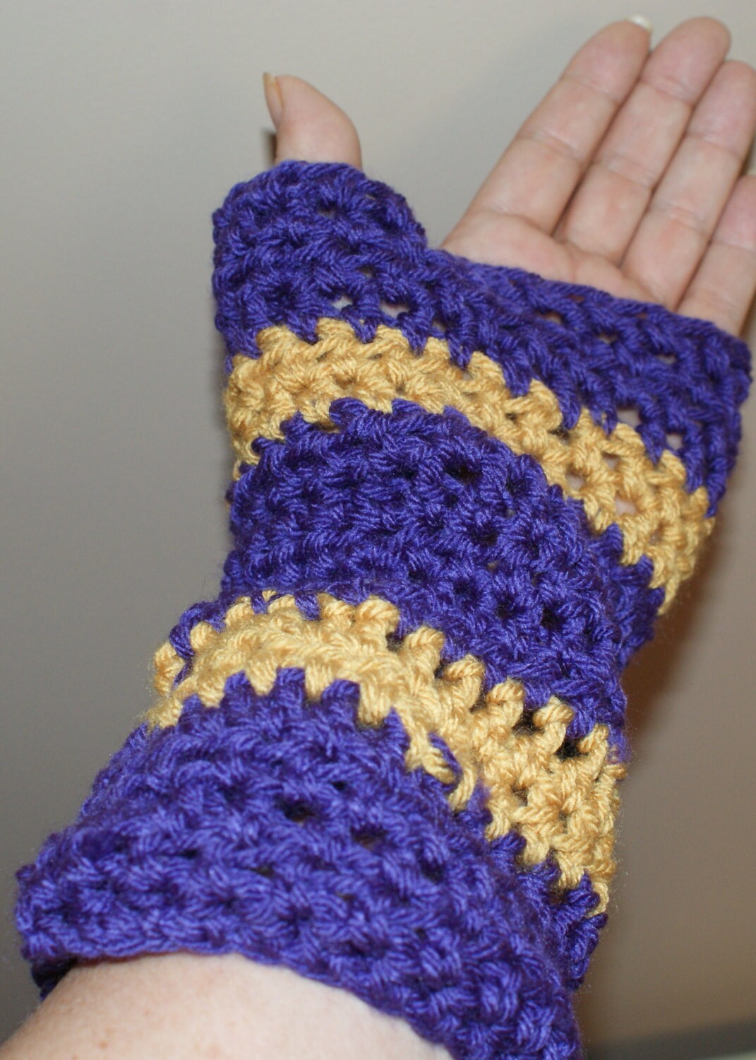 Crochet Mittens, Mens Hand Warmers, Purple Winter Mittens, Fingerless ...