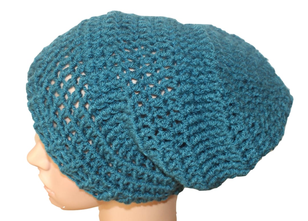 Teal Winter Hat, Teal Hat, Womens Crochet Hat, Teal Slouch Hat, Beanie ...