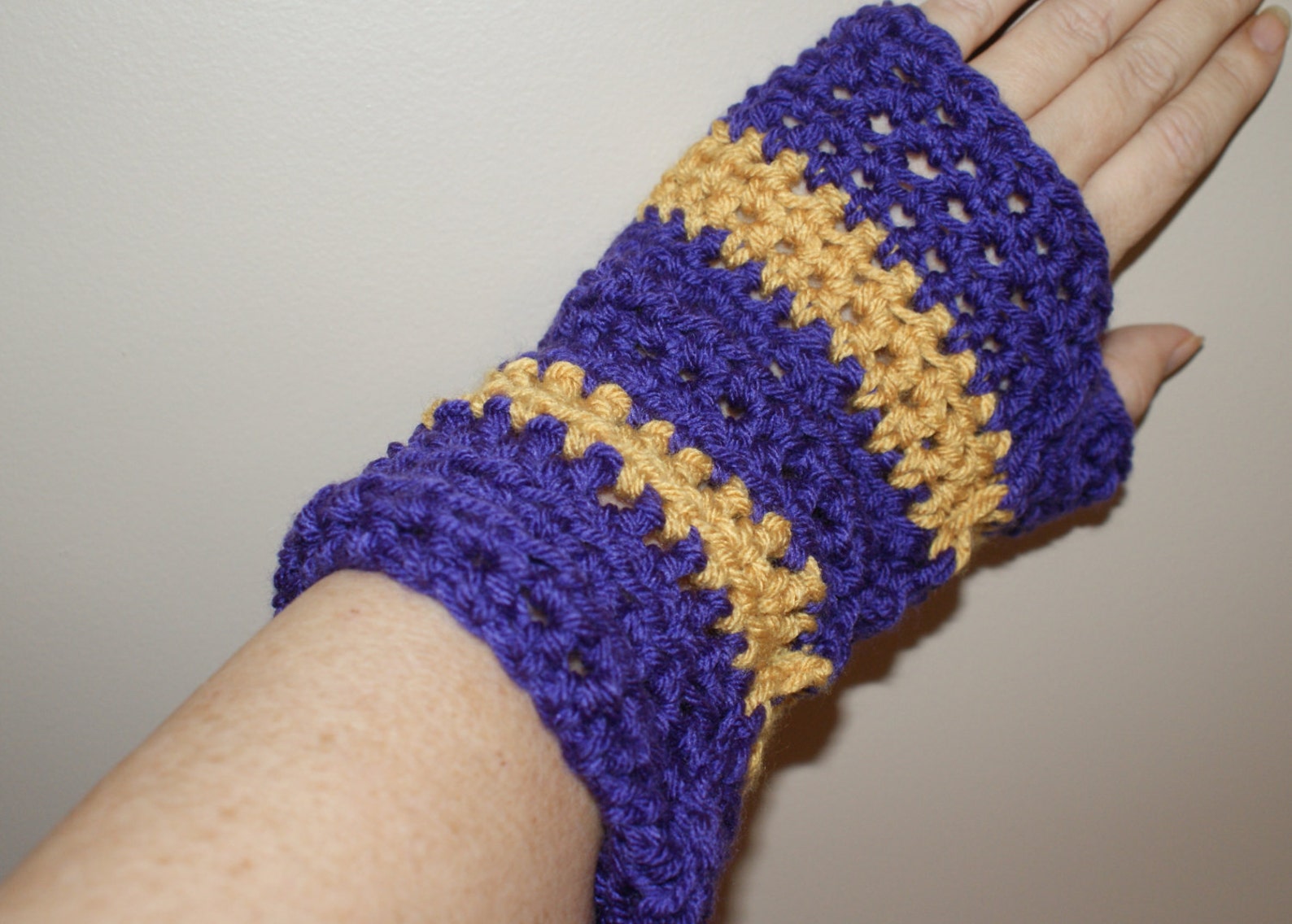 Crochet Mittens, Mens Hand Warmers, Purple Winter Mittens, Fingerless ...
