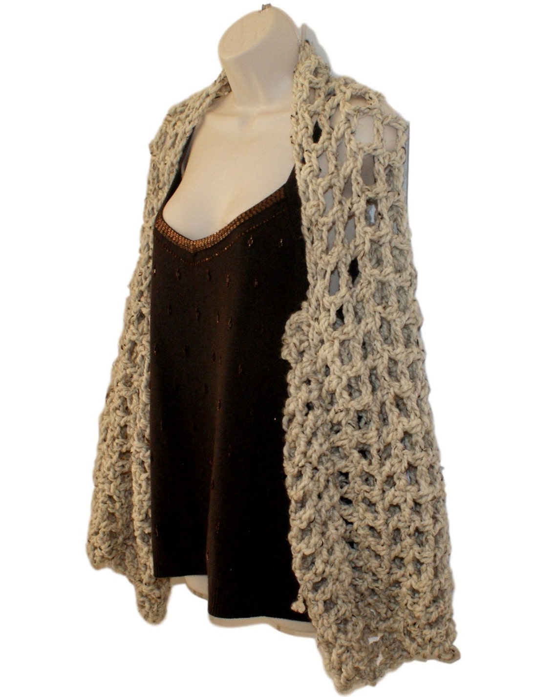 Oatmeal Shrug, Long Sleeve Shrug, Chunky Shrug, Wool Shrug, Oatmeal ...