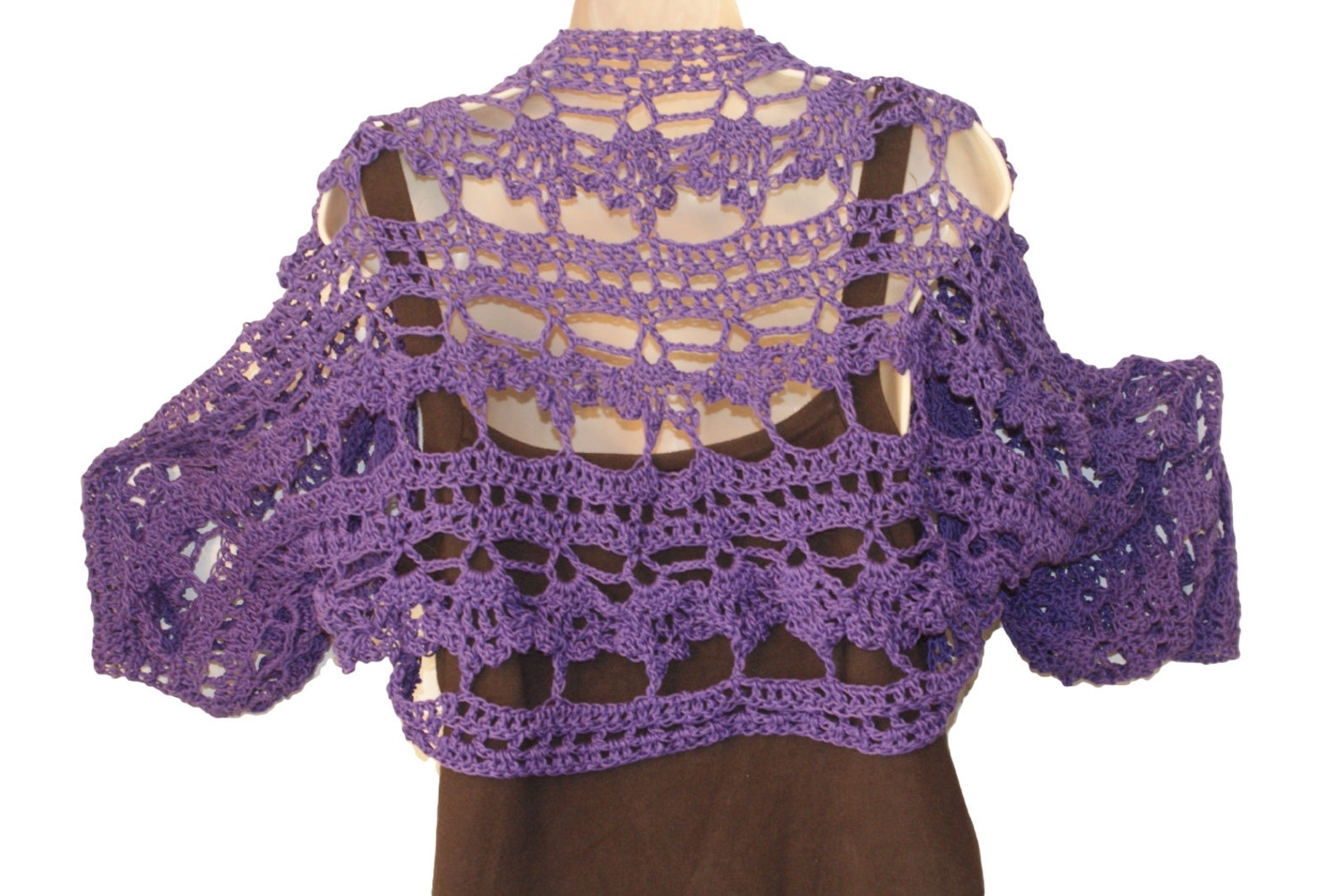 Purple Shrug, XL Bolero, Full Figure Shrug, Plus Size Shrug, Cotton ...