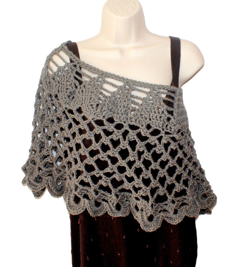 Elegant Capelet, Grey Capelet, Woman Poncho, Gray Poncho, Trendy Shawl ...