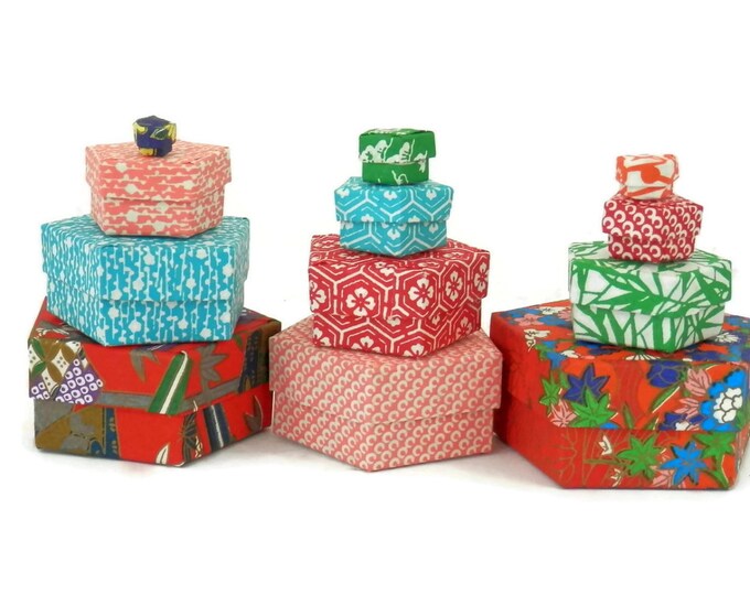 Japanese Paper Nesting Boxes Set of 12 With Original Box - Etsy