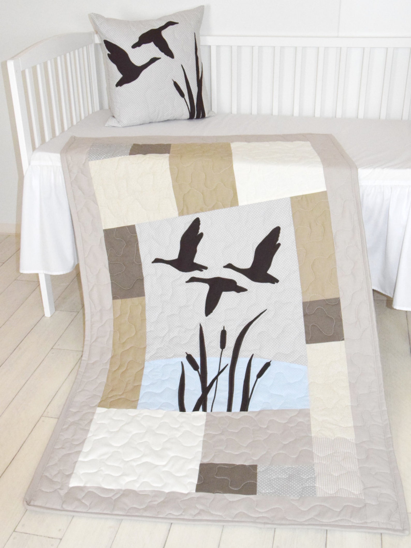 Duck Baby Quilt Hunting Theme Crib Bedding, Hunter Nursery, Woodland ...