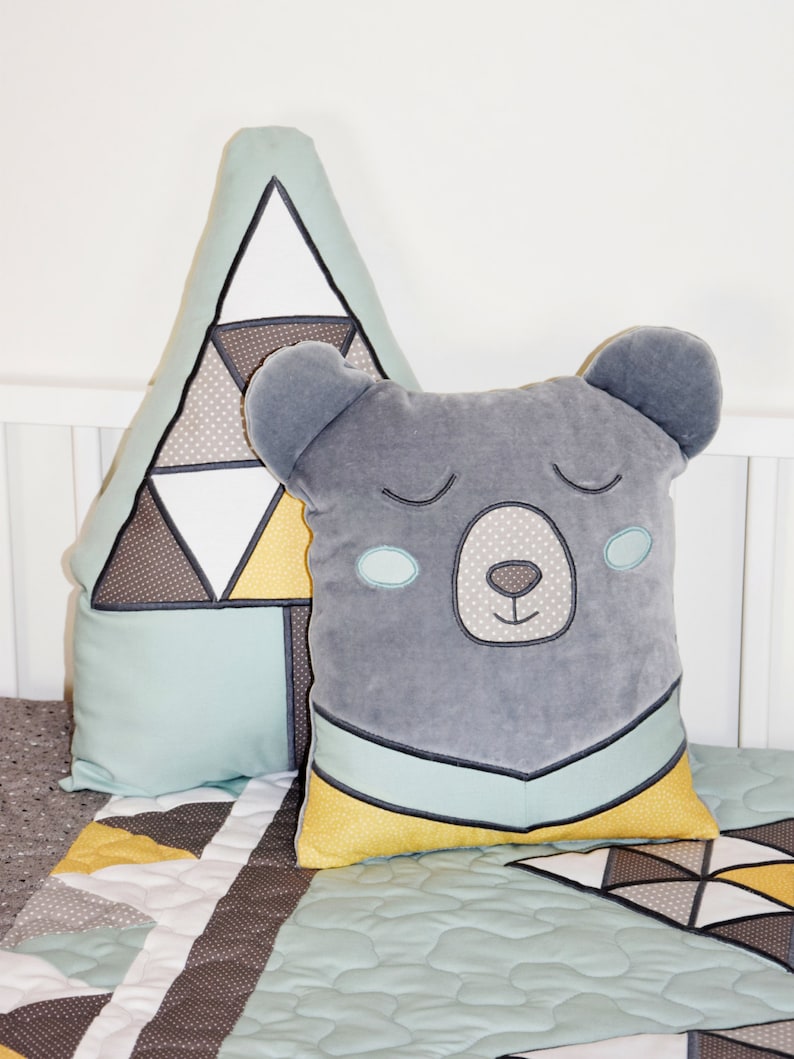 Bear Pillow, Woodland Cushion, Teddy Plush - Etsy