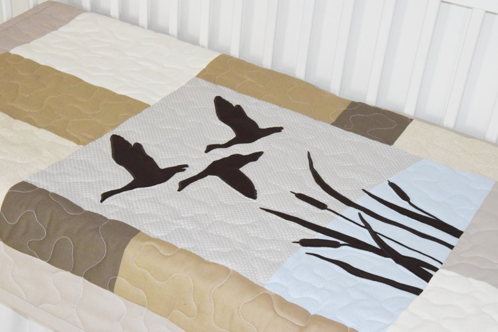 Duck Baby Quilt Hunting Theme Crib Bedding, Hunter Nursery, Woodland ...