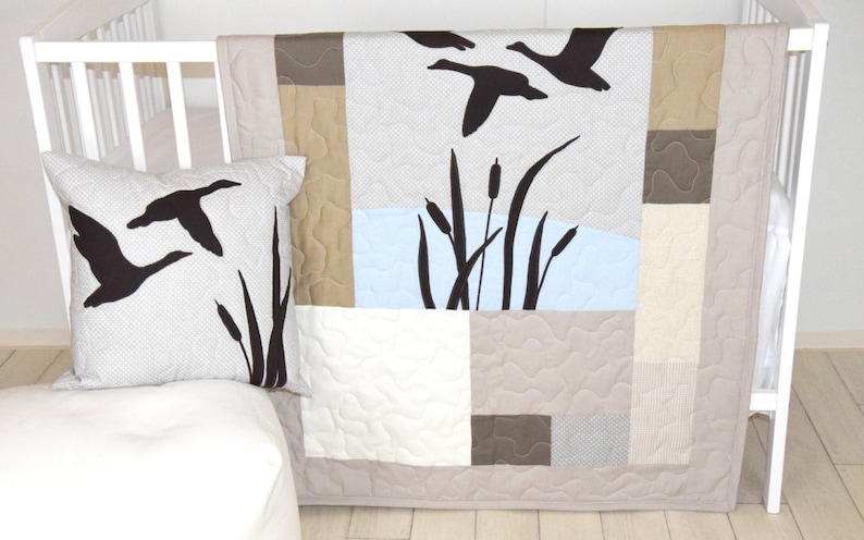 Duck Baby Quilt Hunting Theme Crib Bedding, Hunter Nursery, Woodland ...