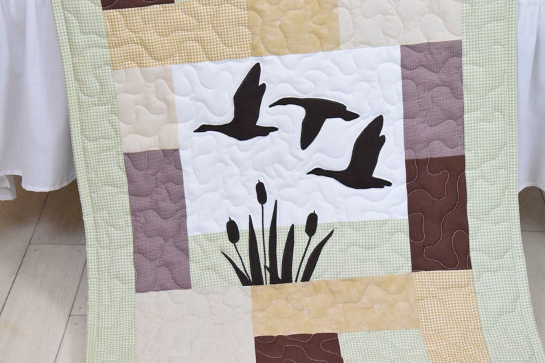 Duck Baby Quilt Hunting Theme Crib Bedding, Hunter Nursery, Woodland ...