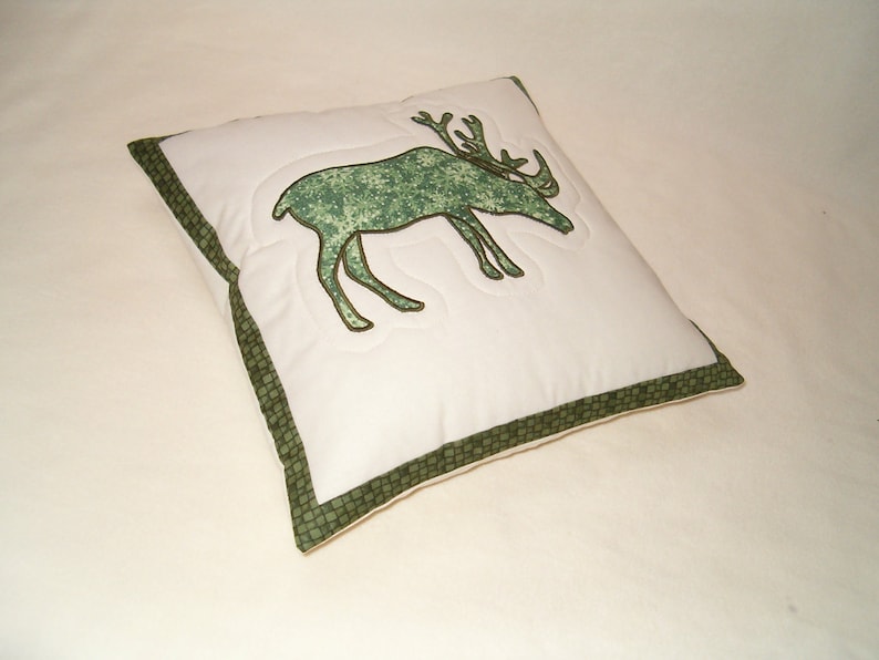 Organic Deer Throw Pillow, Appliqué Sofa Pillow, Decorative Rustic ...