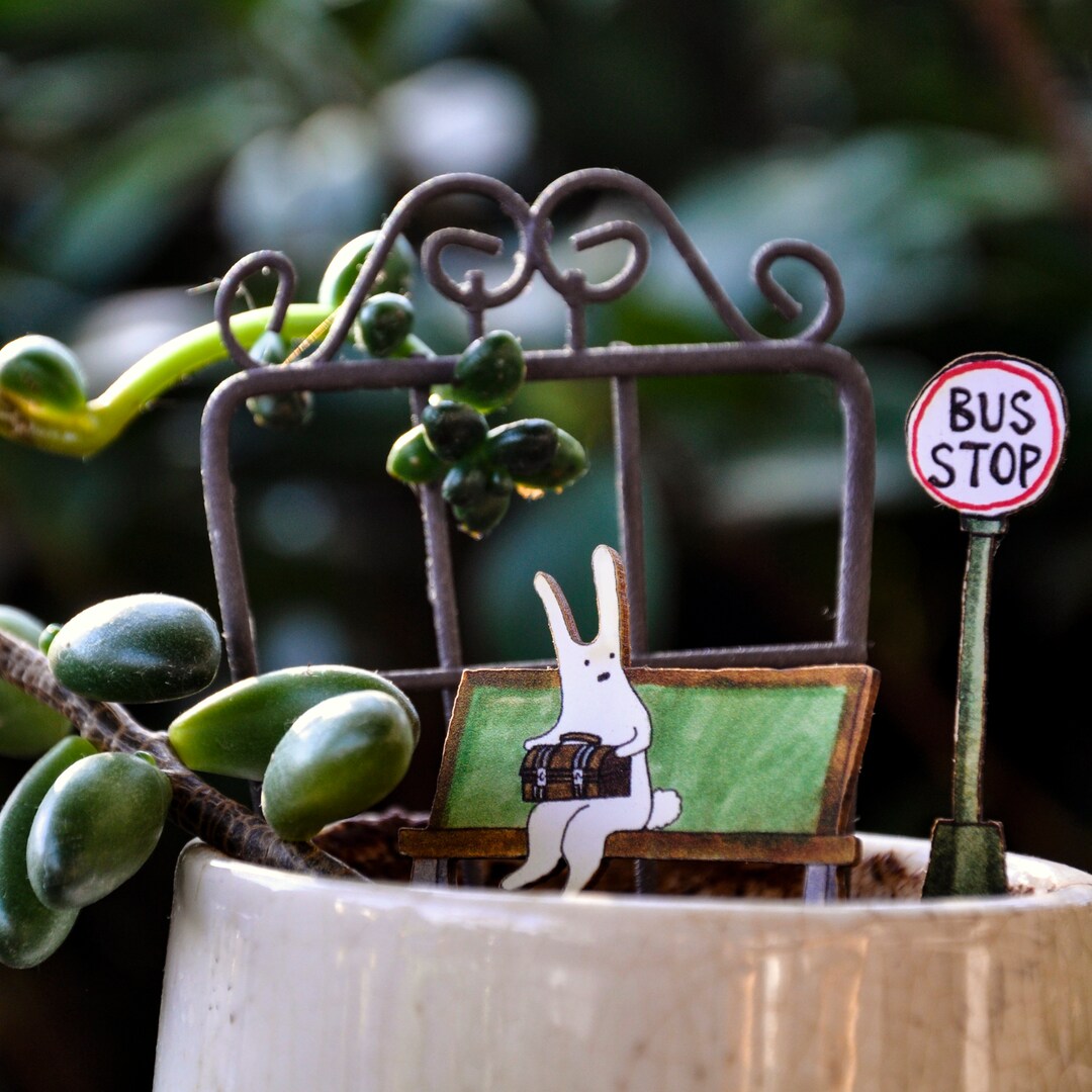 Bunny Bus Stop Fancy Plants Diorama Kit - Etsy