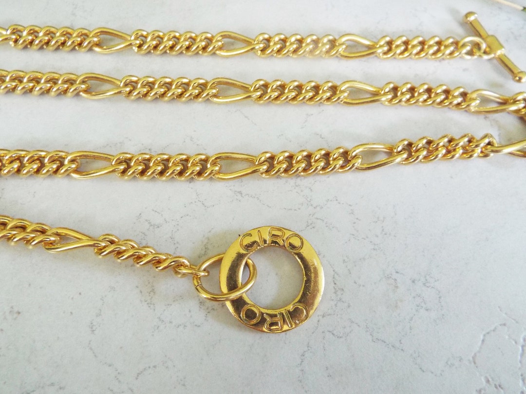 Vintage 80's to 90's CIRO Heavy Gold Chain Toggle Signed Necklace 32 ...
