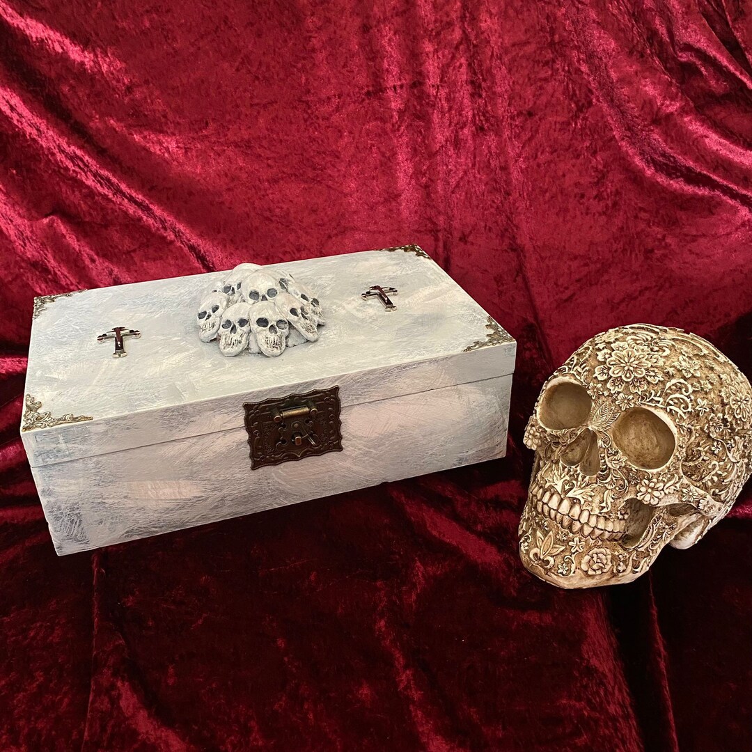OOAK Handmade Unique 3D Clay Skulls & Metal Crosses Design Trinket ...