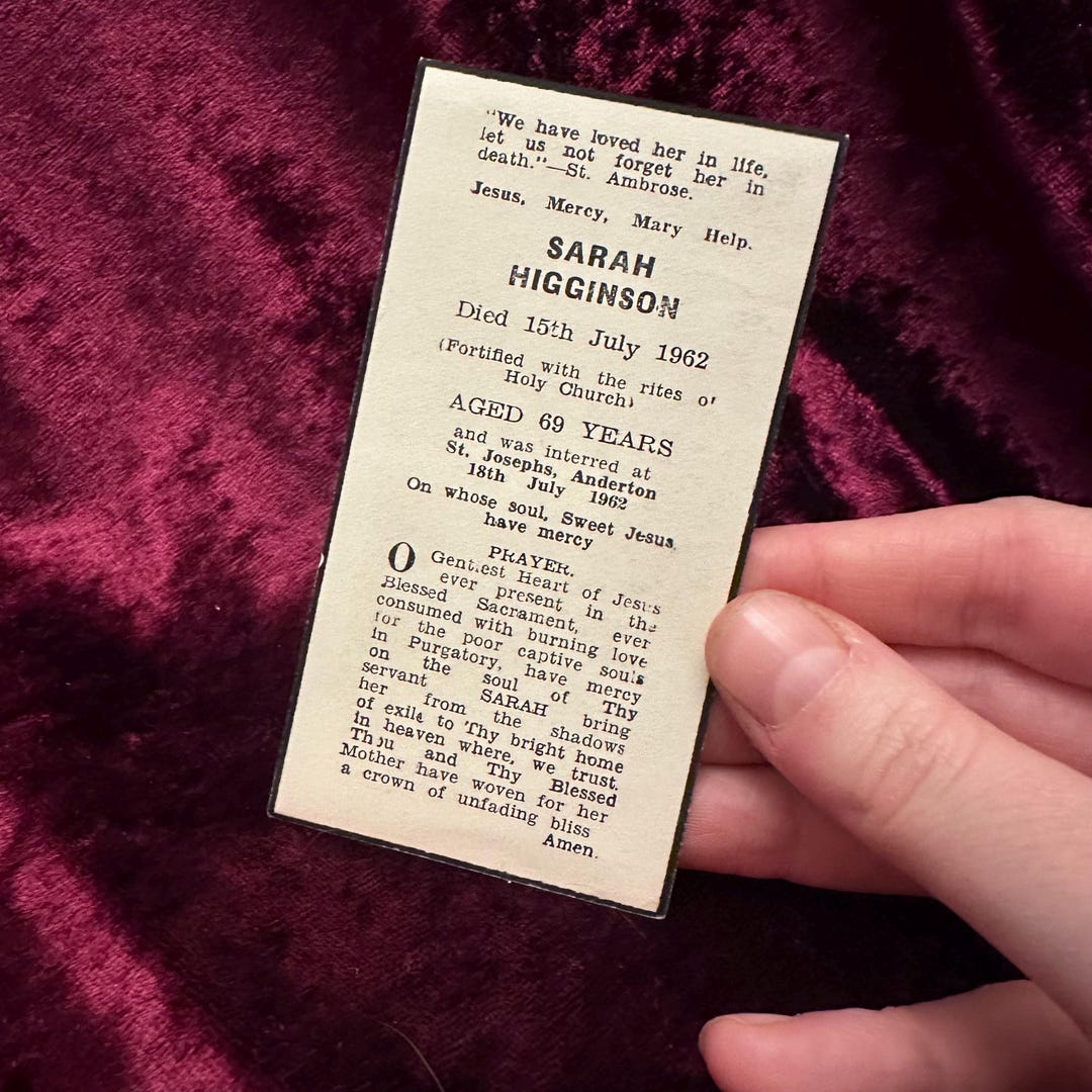 Vintage 1960s Funeral in Memoriam Card Ephemera Curio Mourning Death ...