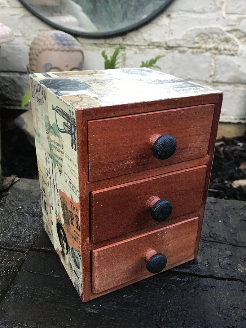 Upcycled Decoupage Brown Cream Vintage Girl Opera Musical Small Solid ...