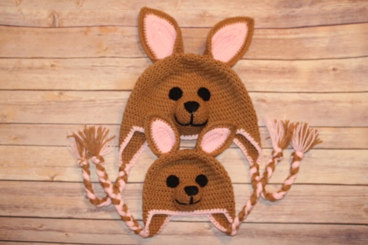 Crochet Kangaroo Hat Mother and Daughter Kangaroo Costumes - Etsy
