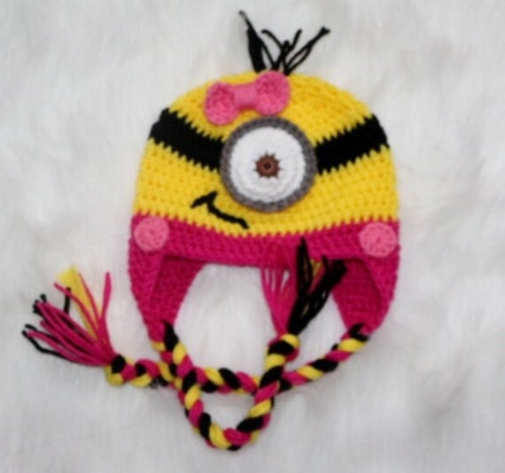Pink Minion Crochet Hat