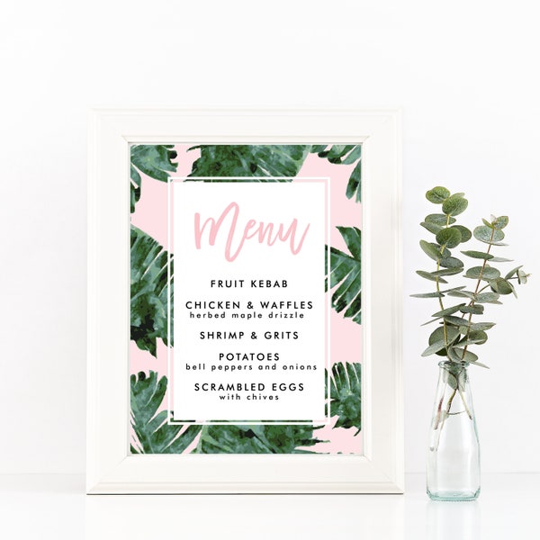 Palm Leaf Menu Template - Etsy