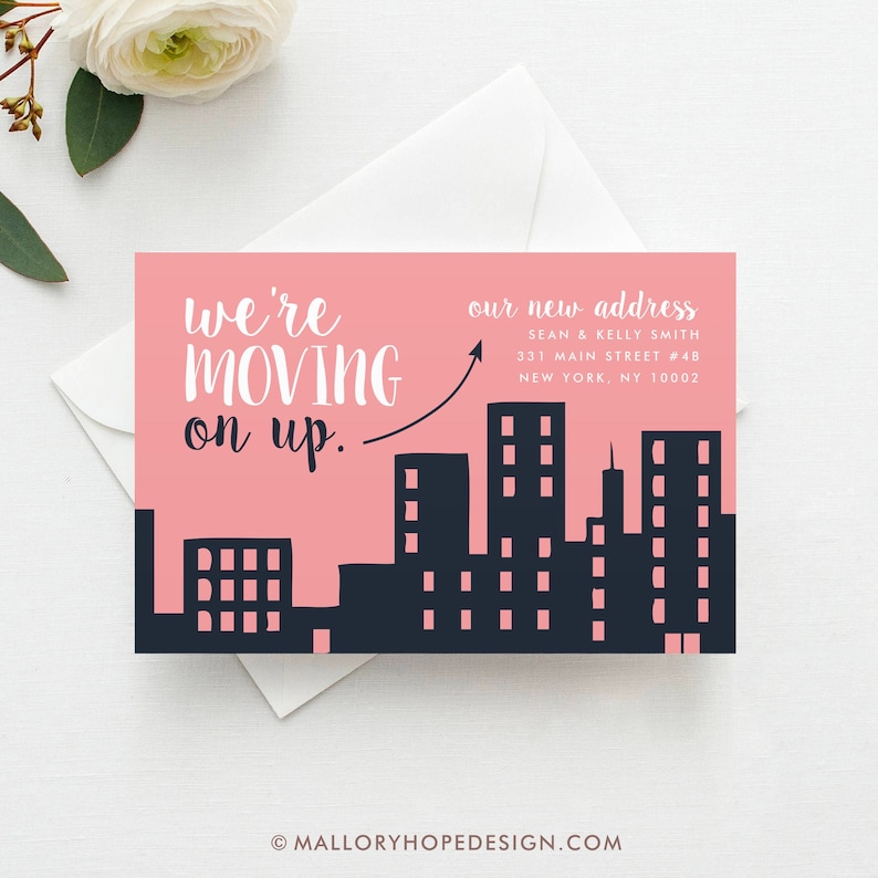 Moving on up Moving Announcement Moving Magnet Flat Card | Etsy