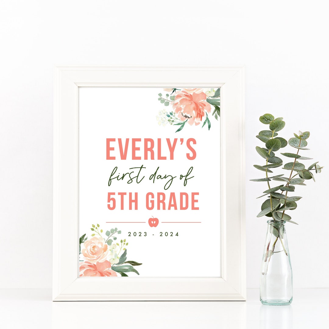 Floral First Day of School Sign Template: Editable Printable (digital ...