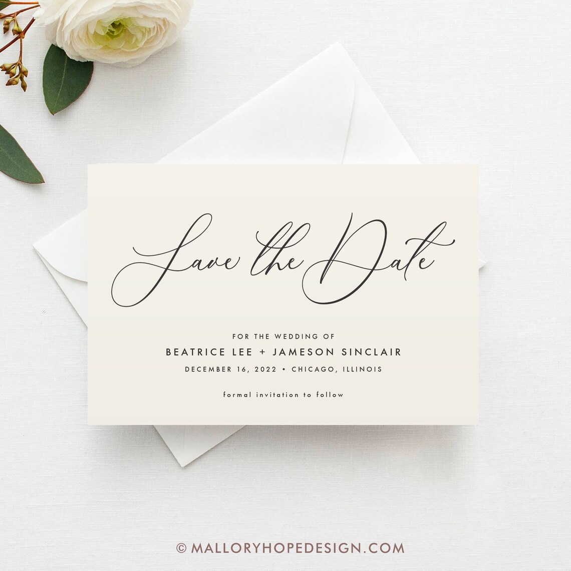 Calligraphy Save the Date Template Templett Save the Date | Etsy