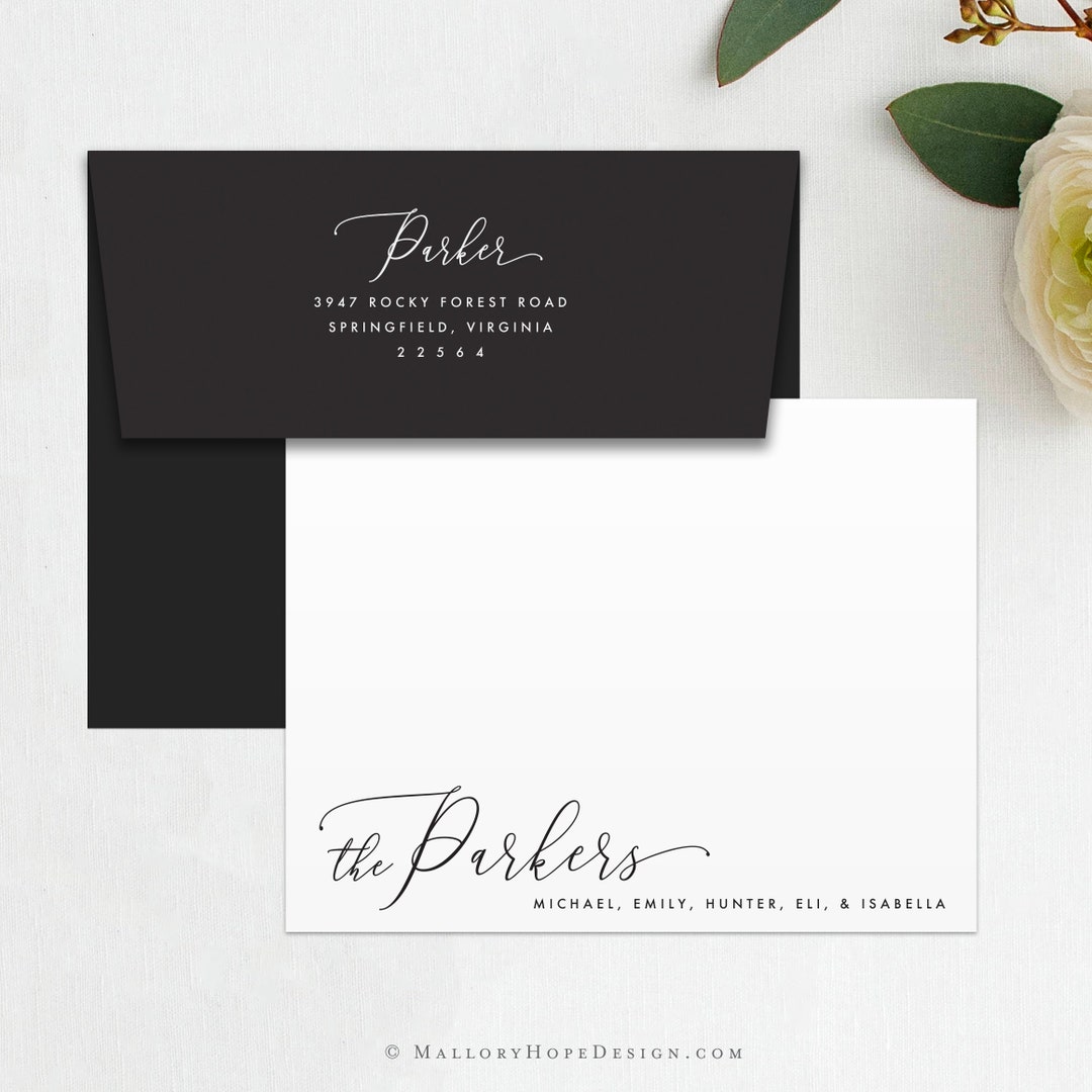Family Name Personalized Stationery Set, Script Personalized Stationary ...