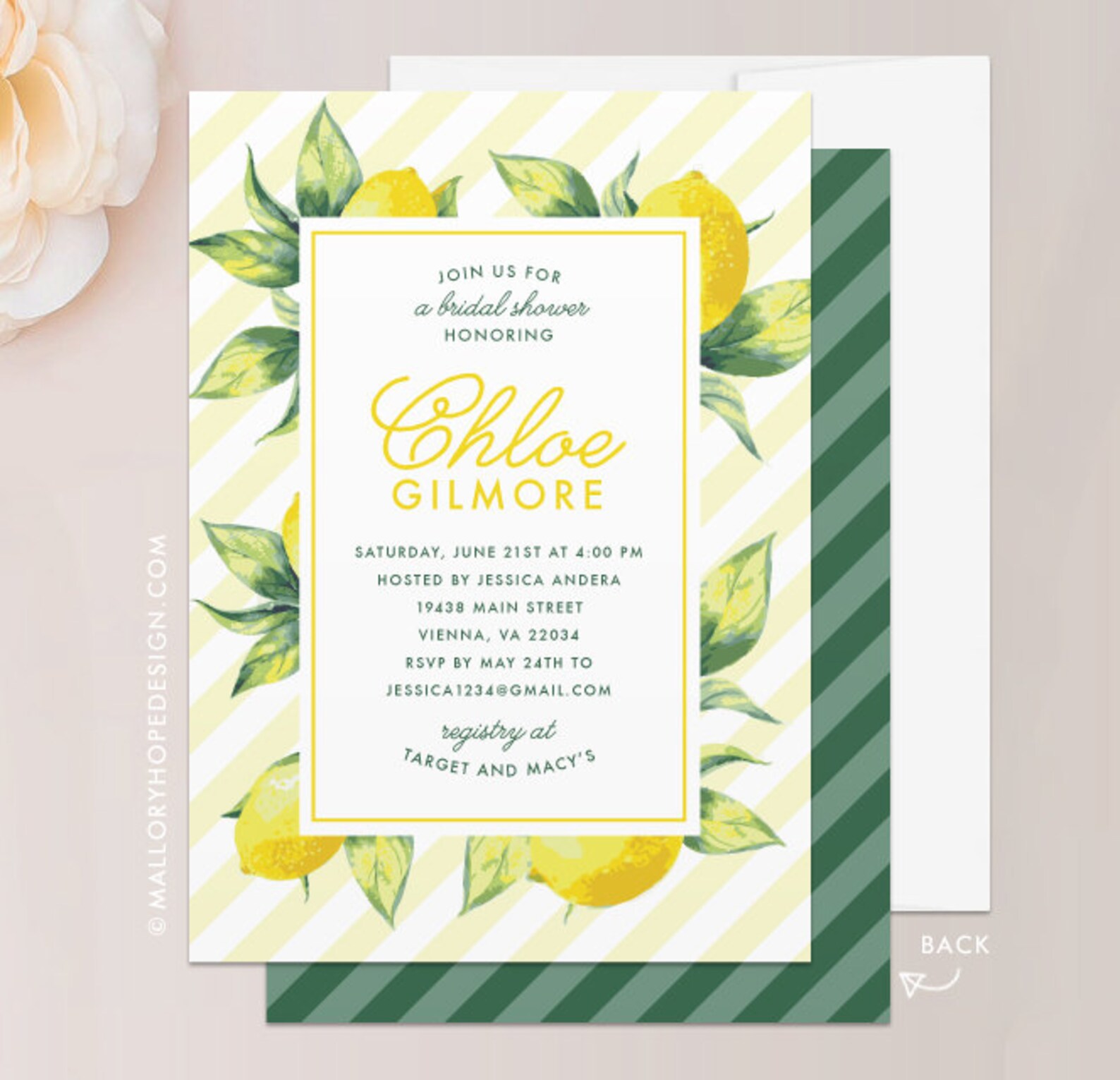 Lemon Bridal Shower Invitation Lemon Shower Invite Lemon - Etsy