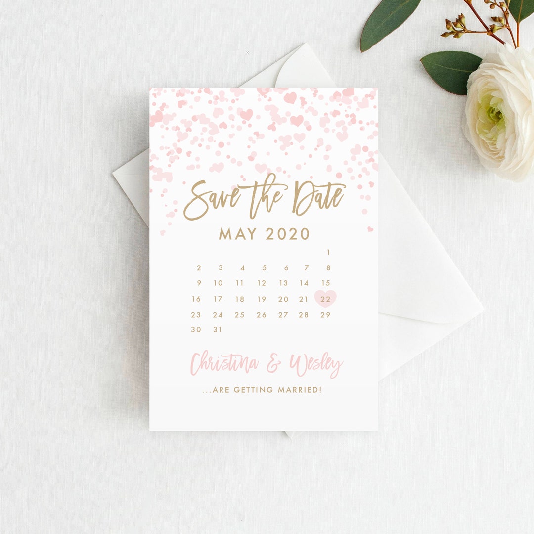 Printed Bubbly Calendar Save the Date, Postcard, Save the Date Magnet ...