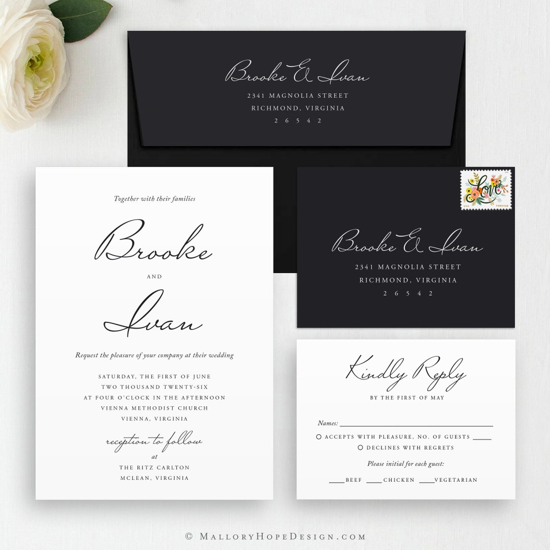 Timeless Wedding Invitation Template: Elegant Invite & RSVP (digital ...